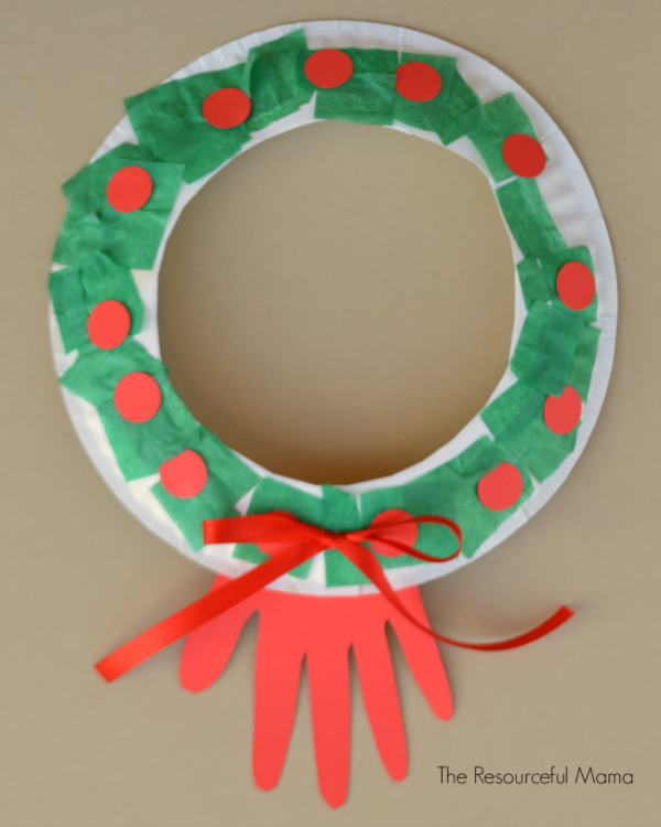 Paper Plate Christmas Wreath Kid Craft - The Resourceful Mama