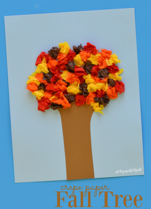 Crepe Paper Fall Tree Craft - The Resourceful Mama