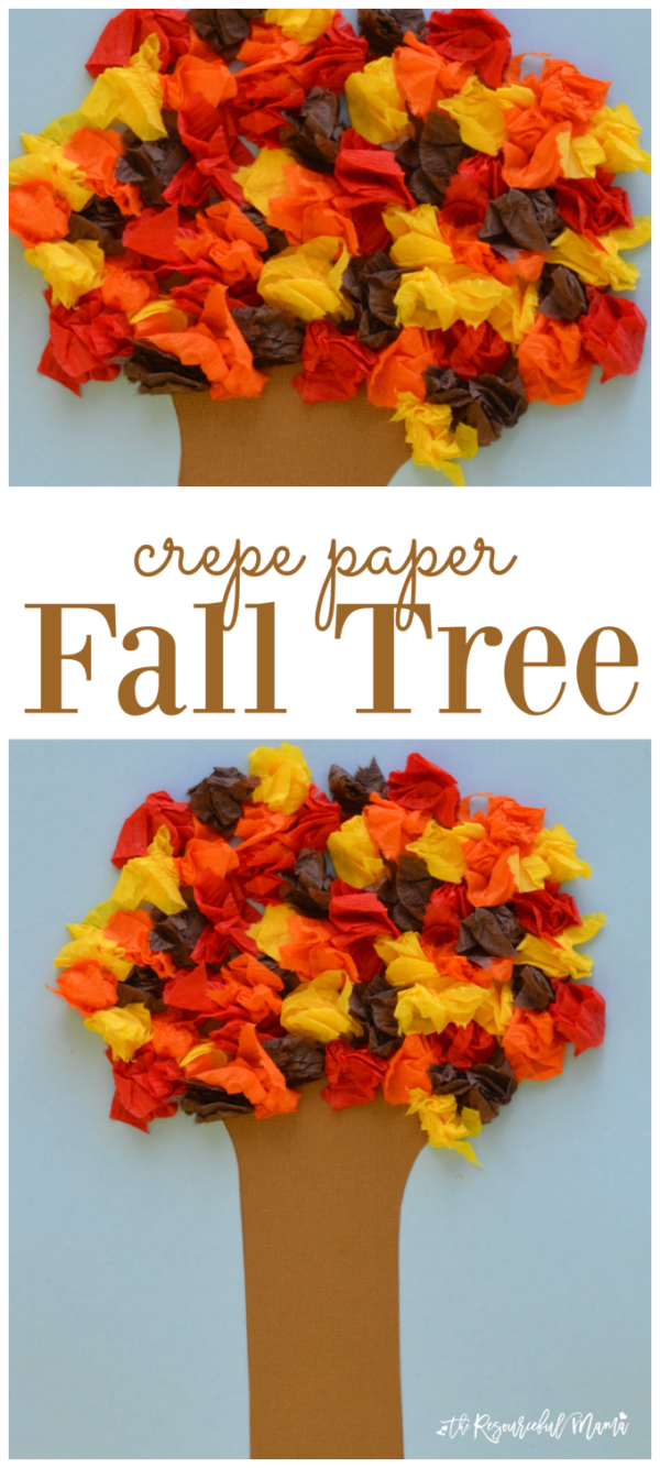 Crepe Paper Fall Tree Craft - The Resourceful Mama