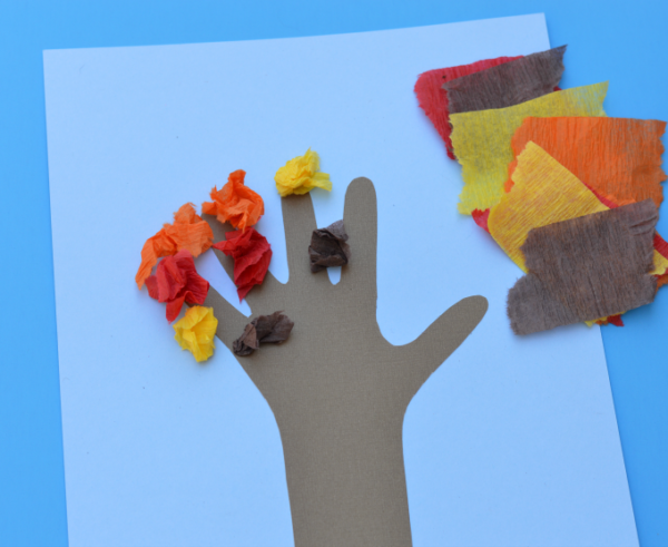 Crepe Paper Fall Tree Craft - The Resourceful Mama