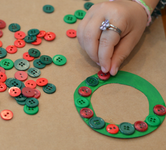 Homemade Christmas Wreath Button Ornament
