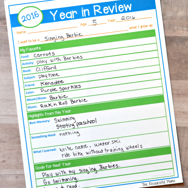 Year in Review Questionnaire {Free Printable} - The Resourceful Mama
