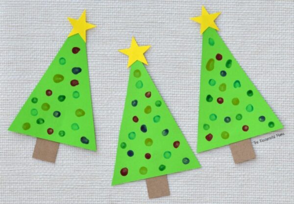 Q-Tip Painted Christmas Tree Craft & Ornament - The Resourceful Mama