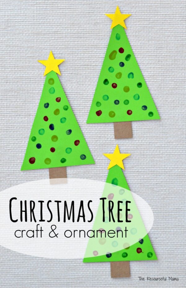 Q-Tip Painted Christmas Tree Craft & Ornament - The Resourceful Mama