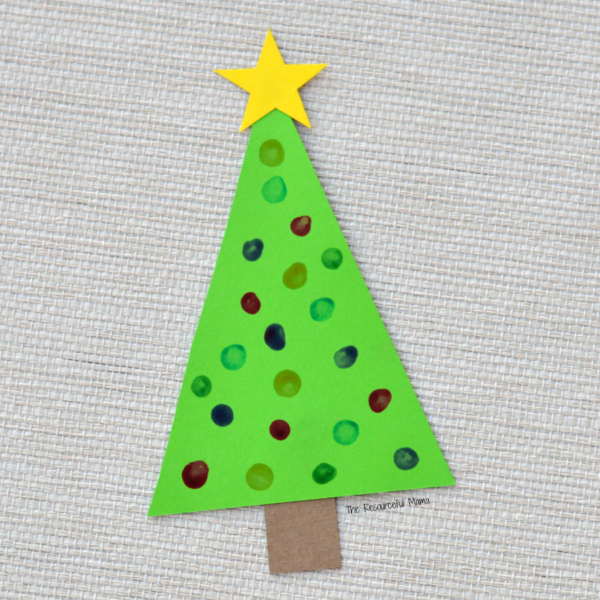Q-Tip Painted Christmas Tree Craft & Ornament - The Resourceful Mama