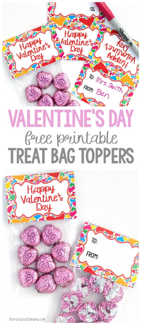 Valentine's Day Treat Bag Toppers - The Resourceful Mama