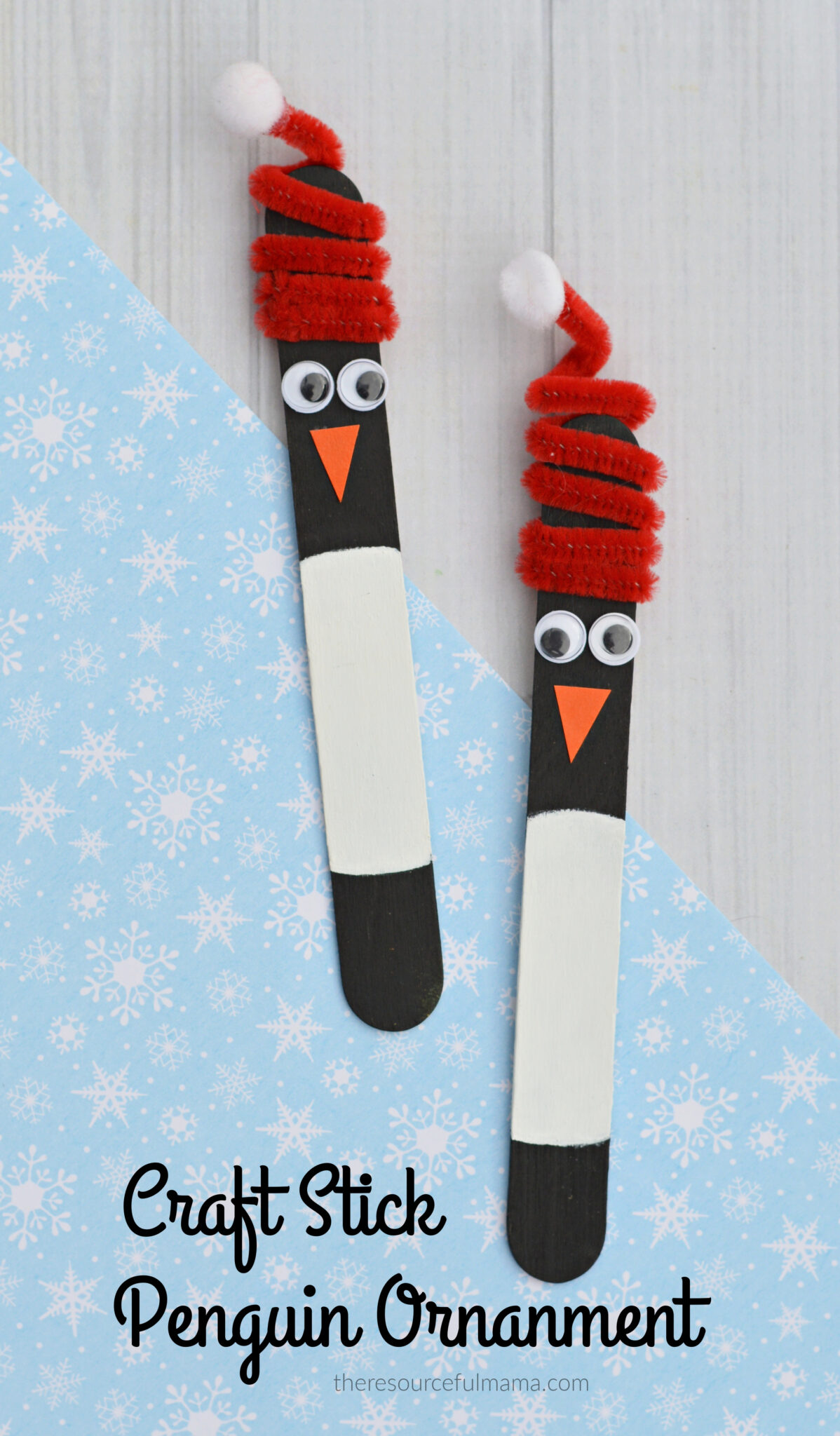 Craft Stick Penguin Ornament - The Resourceful Mama