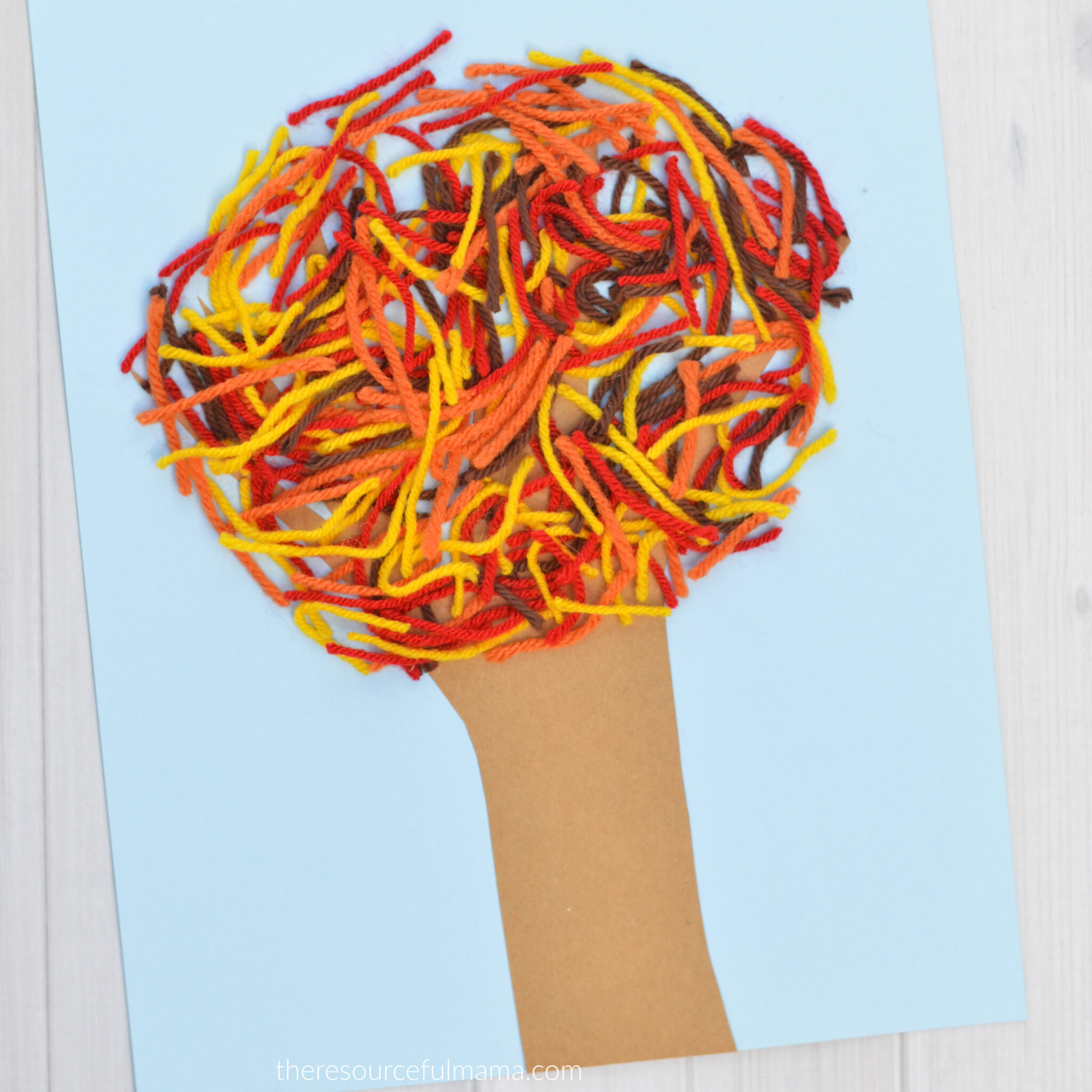 Yarn Fall Tree Kid Craft - The Resourceful Mama