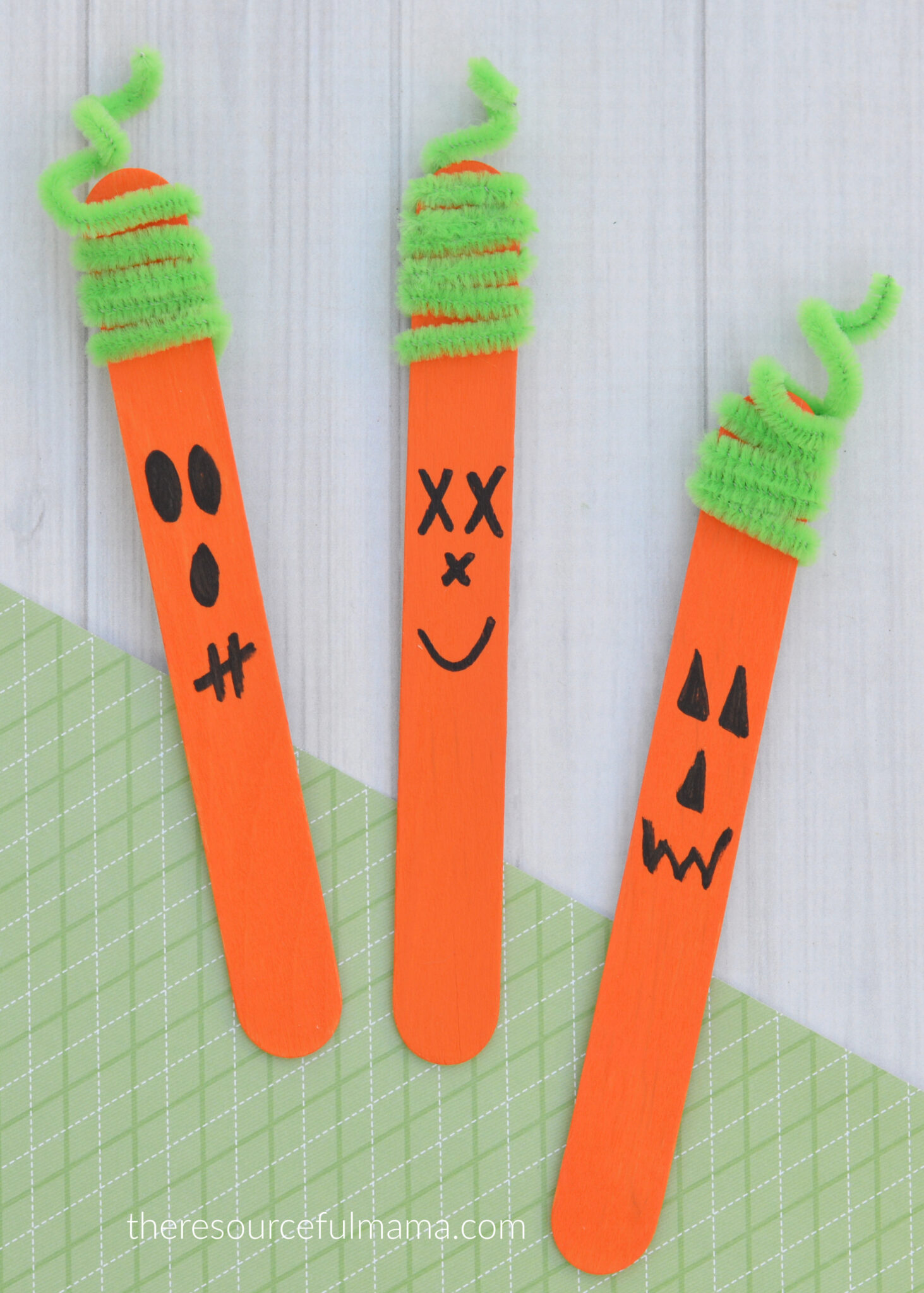Craft Stick Jack o Lantern Craft - The Resourceful Mama