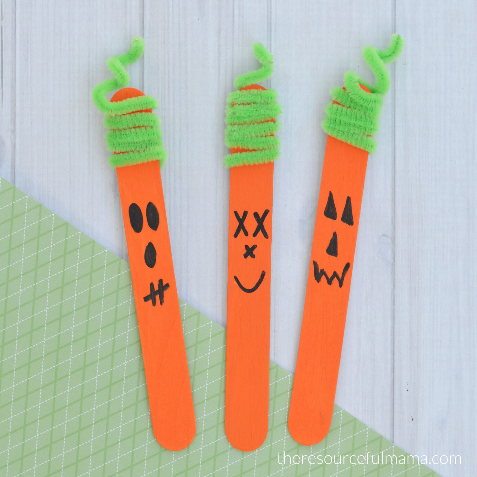 Craft Stick Jack o Lantern Craft - The Resourceful Mama